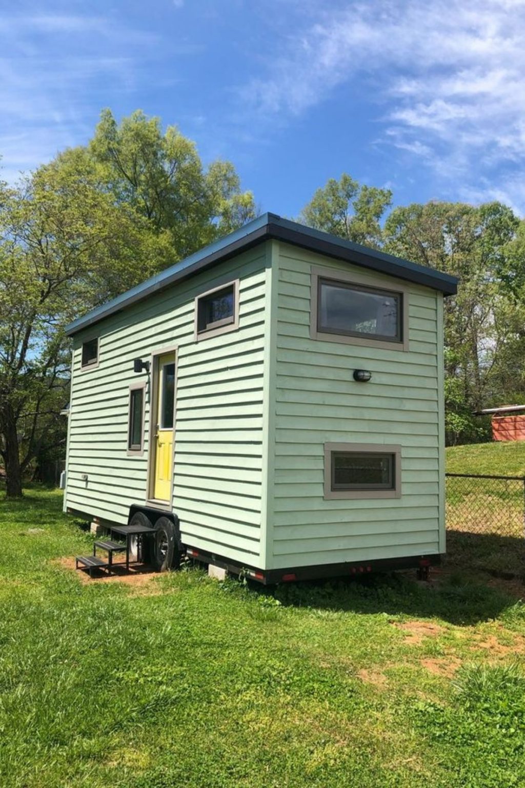 24' Soft Green Tiny Home on Wheels is a Modern Delight - Tiny Houses